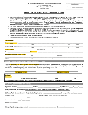 Fillable Online Phoenix Mesa Gateway Airport Badging Office Form Fax ...