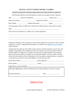 Fillable Online PreArranged Absence Form SDOC ... Fax Email Print ...