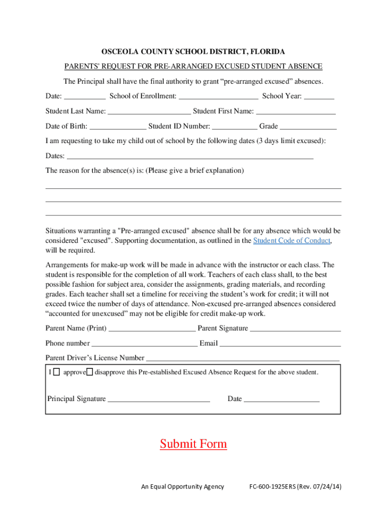 Fillable Online PreArranged Absence Form SDOC ... Fax Email Print ...