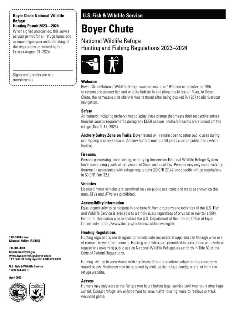 Boyer Chute National Wildlife Refuge Hunt Brochure 2023 Hunting: Fill ...
