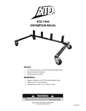 Fillable Online ATD-7464 - Storage Rack For ATD Vehicle Position Jacks ...