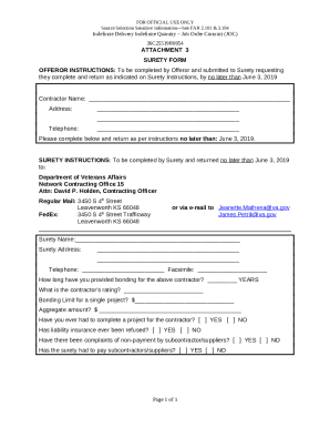 surety - VA Vendor Portal Doc Template | pdfFiller