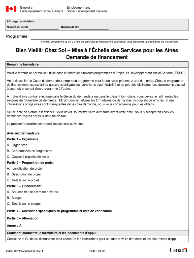 Remplissable En Ligne Demande de financement - Service Canada Forms Fax Email Imprimer - pdfFiller