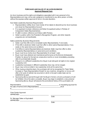 Fillable Online Avon - Purchase and Sales of an Avon Business Form Fax ...