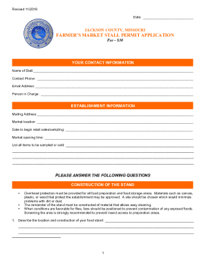 Fillable Online FARMER'S MARKET STALL PERMIT APPLICATION Fax Email ...