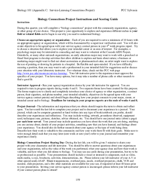 Fillable Online Biology Connections Project Instructions and Scoring ...