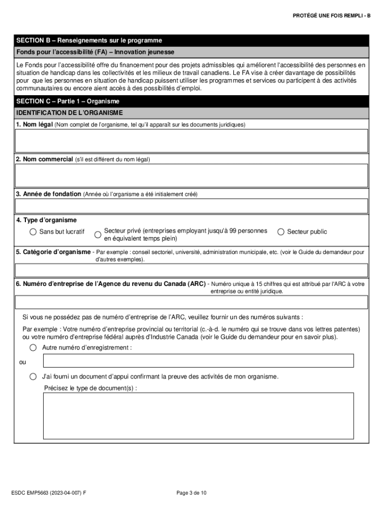 Remplissable En Ligne Fonds pour l'accessibilit (FA) - Service Canada Forms Fax Email Imprimer ...
