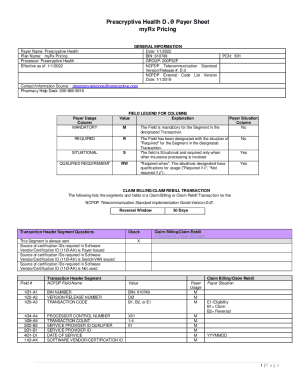 Fillable Online Medicare Part B D.0 Pharmacy Payer Sheet - Prime ...