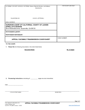 Fillable Online Appeal Facsimile Transmission Cover Sheet (LSC-APL-100 ...
