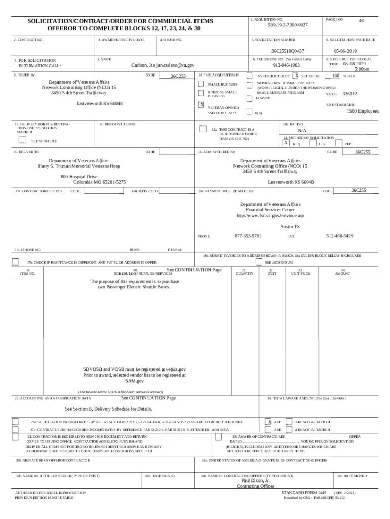 GSA or VA NAC Contract Number Doc Template | pdfFiller