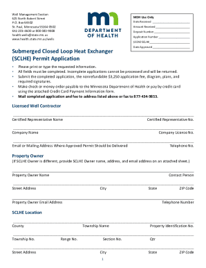 Fillable Online Submerged Closed Loop Heat Exchanger Permit. Form for ...
