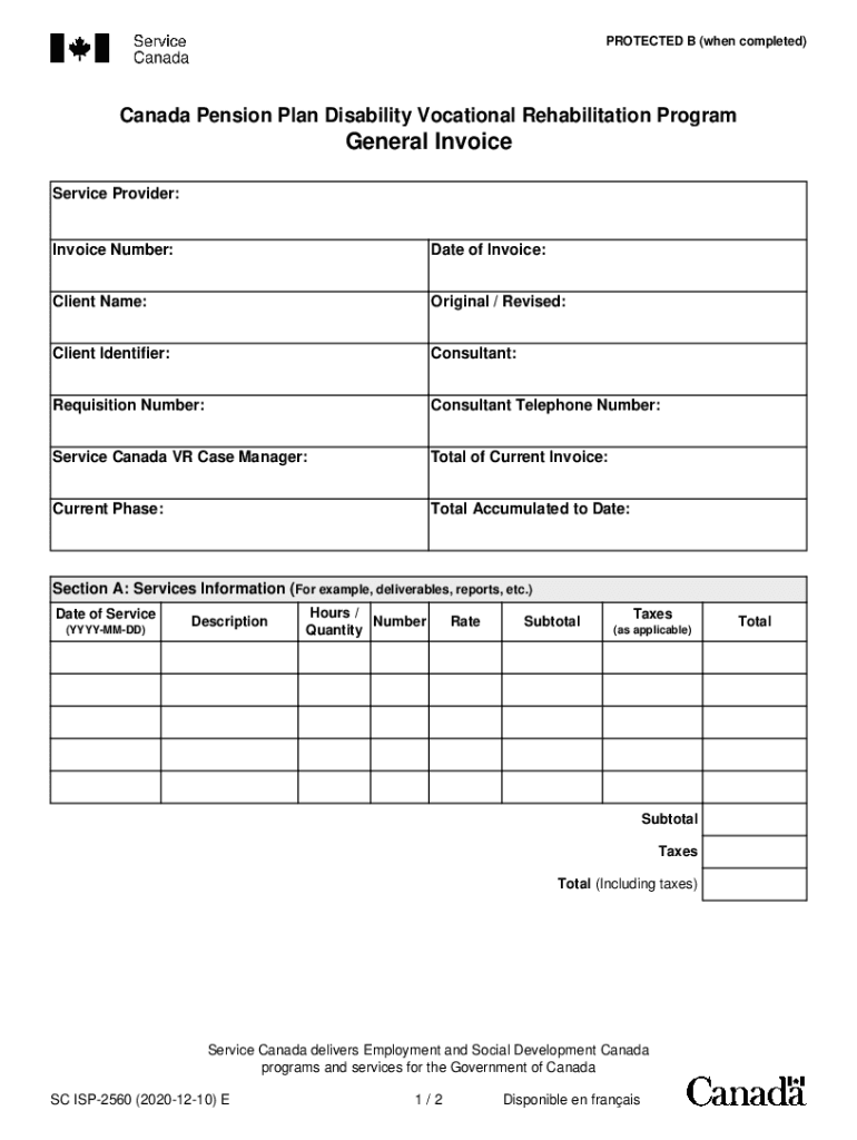 Fillable Online General Invoice - Service Canada Forms Fax Email Print - pdfFiller