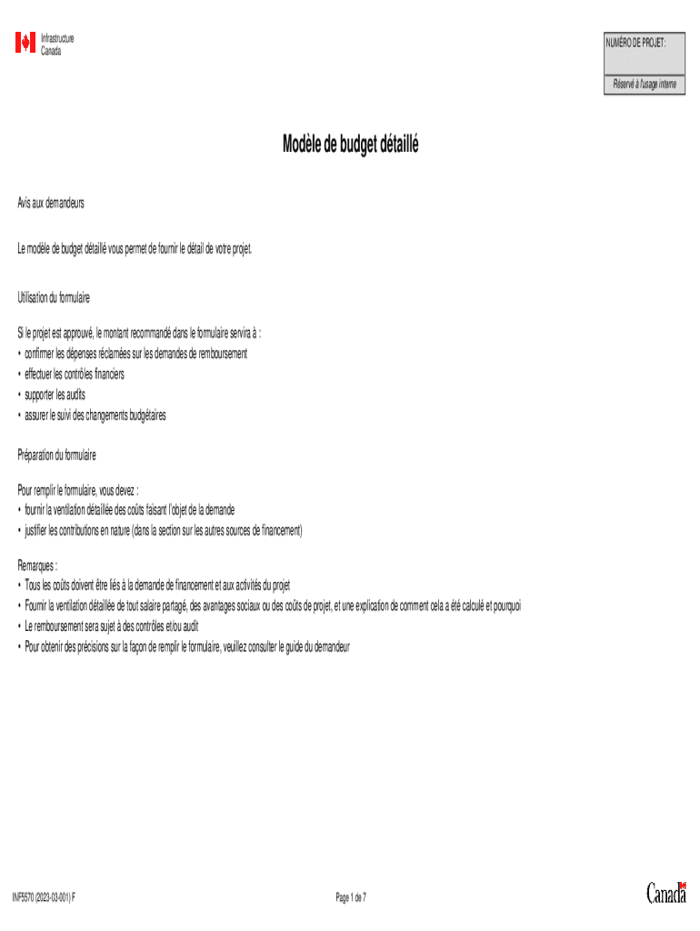 Remplissable En Ligne MODLE DE BUDGET DTAILL - Service Canada Forms Fax Email Imprimer - pdfFiller