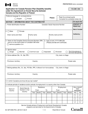Fillable Online Poland/Canada Agreement - Application for CPP ...