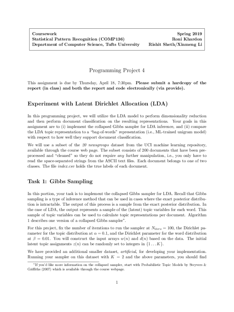 Fillable Online Programming Project 4 Department Of Computer Science Fax Email Print Pdffiller