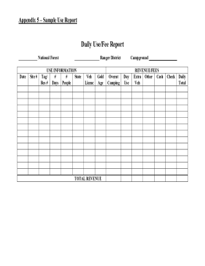 Fillable Online Sample Daily Use/Fee Report Fax Email Print - pdfFiller