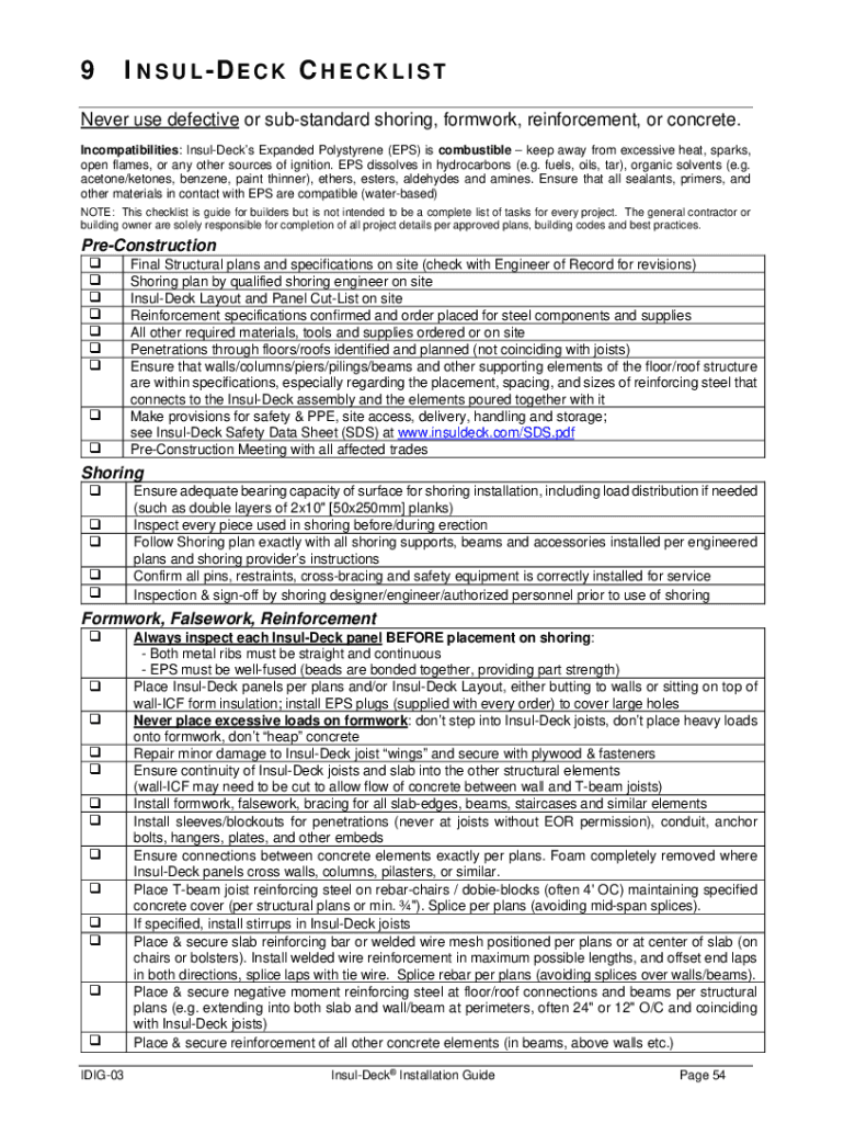 Fillable Online Insul-Deck Installation Guide. Insulated Concrete Forms ...