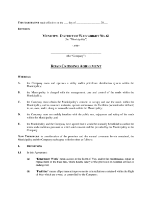 Fillable Online ROAD CROSSING AGREEMENT Fax Email Print - pdfFiller
