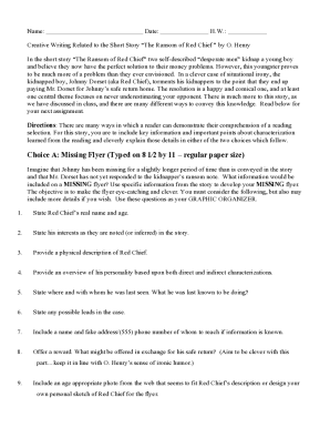 Fillable Online Creative Writing Flyer for Ransom of Red Chief.docx Fax ...