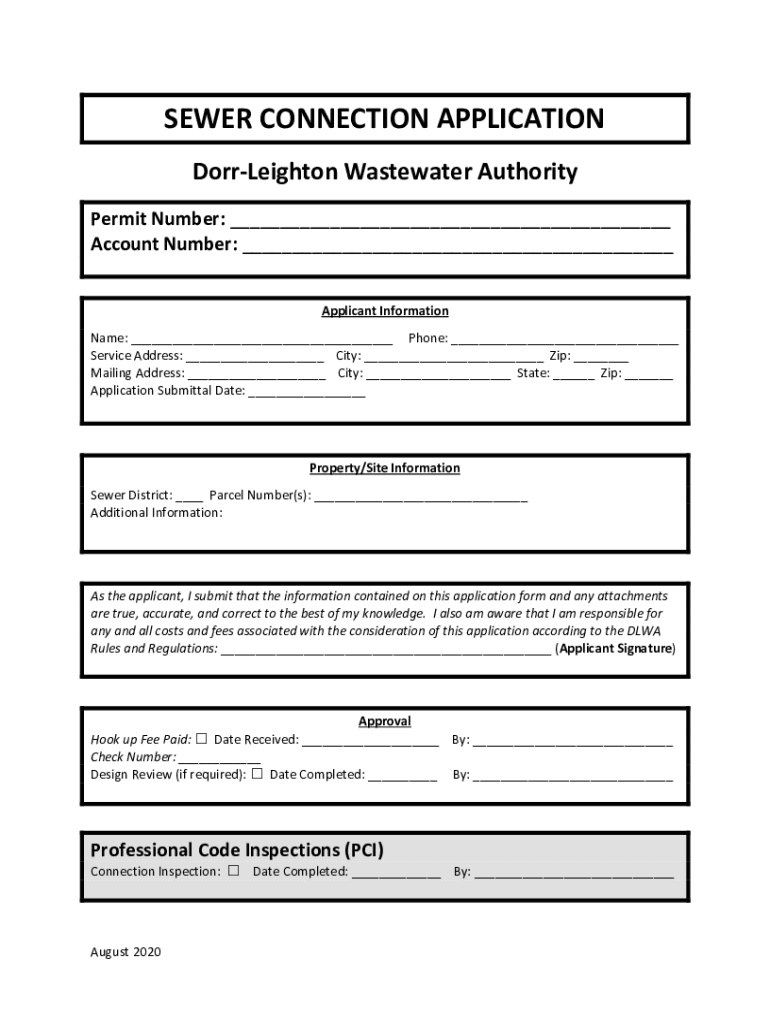 Fillable Online SEWER CONNECTION APPLICATION Fax Email Print - pdfFiller