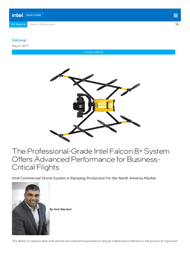 Fillable Online Intel Enters Enterprise Drone Market with the Falcon 8 ...