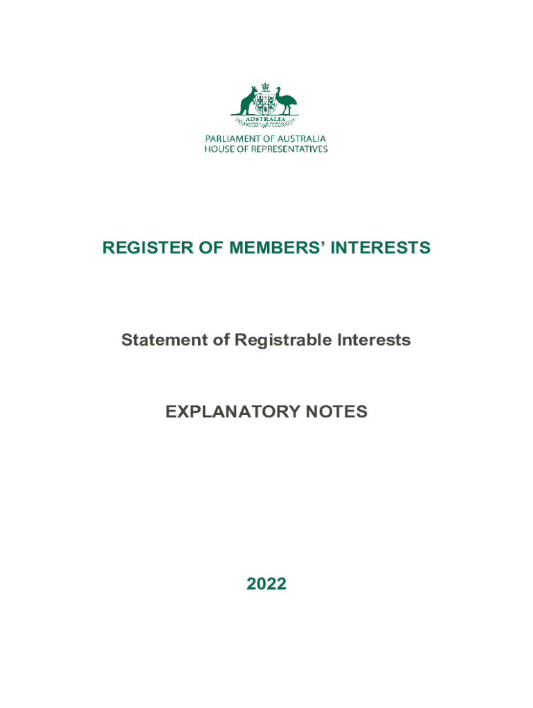 Fillable Online Explanatory notes - Statement of registrable interests ...