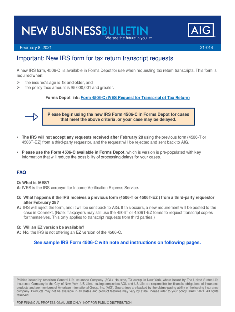 Fillable Online New IRS form for tax return transcript requests Fax ...