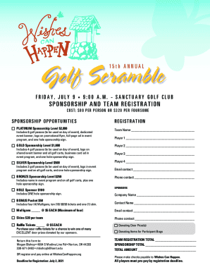 Fillable Online charity golf tournament registration form UJ952A Fax ...