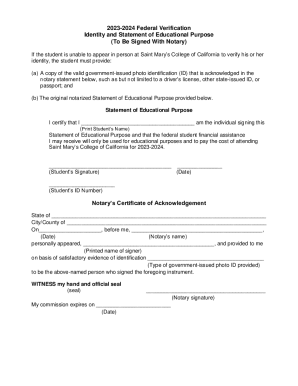 Fillable Online Identity and Statement of Educational Purpose (Notary) ... Fax Email Print ...