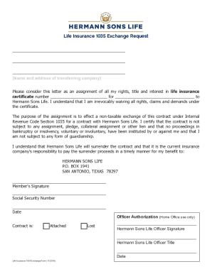 Fillable Online 1035 exchange form absolute assignment Fax Email Print ...