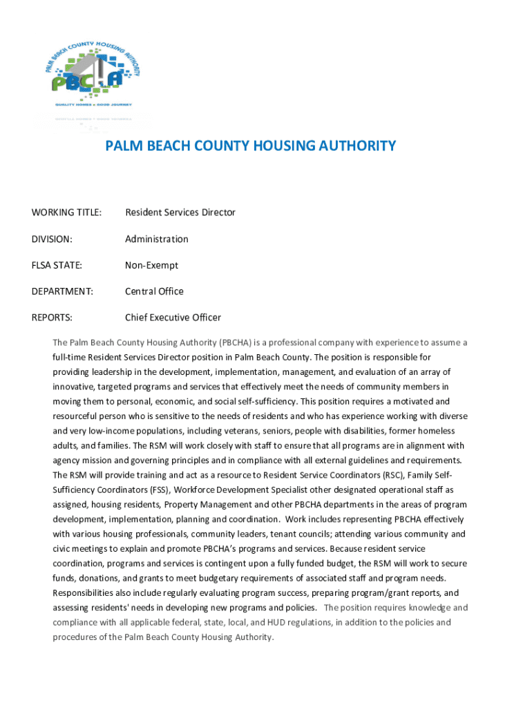 Fillable Online Resident Services Director Fax Email Print - pdfFiller