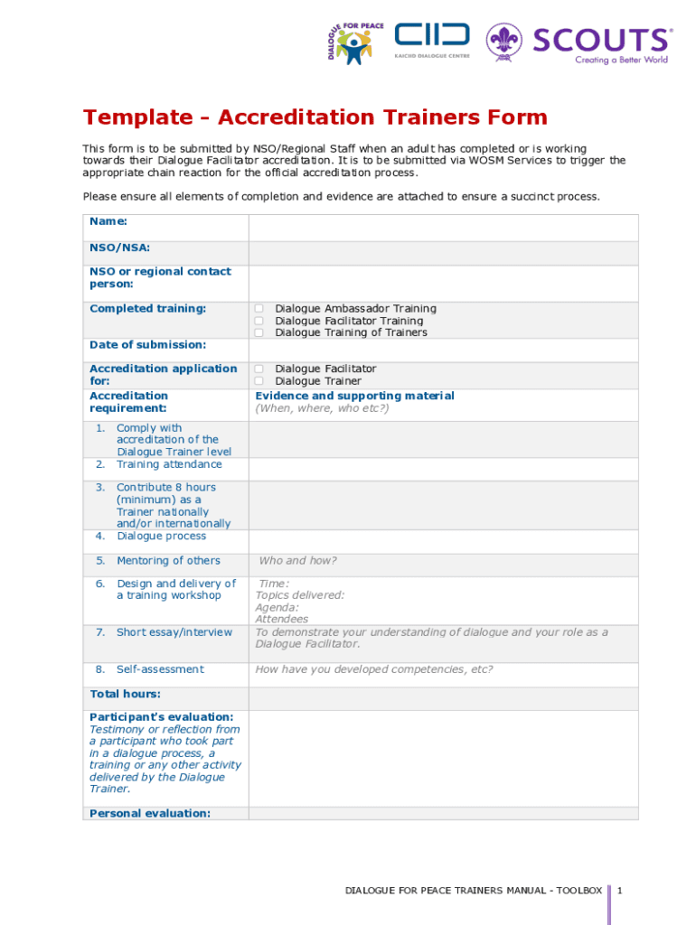 Fillable Online Template - Accreditation Trainers Form Fax Email Print ...