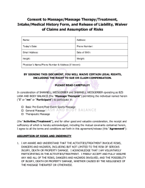 Fillable Online Massage Therapy Consent Form Template Fax Email Print ...