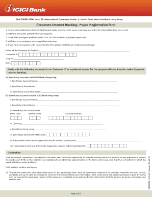 Fillable Online Corporate Internet Banking- Payee Registration form Fax ...