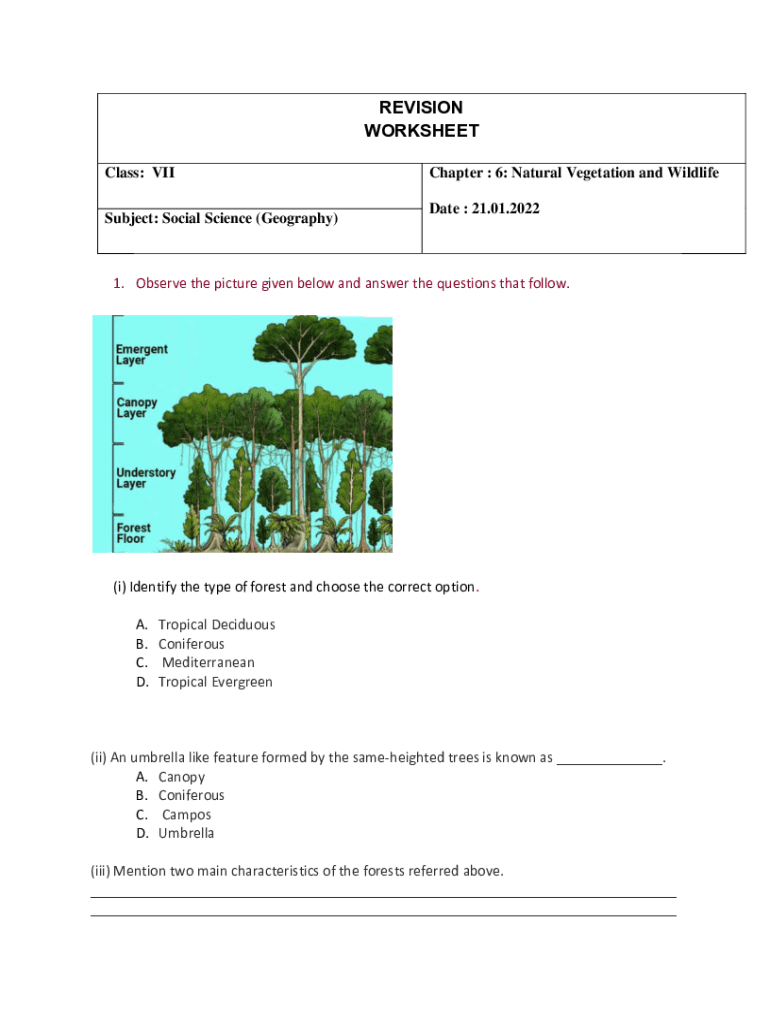 Fillable Online 7-SSC - hiu - REVISION WORKSHEET Class: VII Chapter : 6 Fax Email Print - pdfFiller