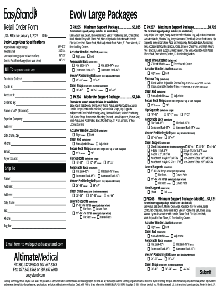 Fillable Online Large EasyStand Evolv Sit-to-Stand with Roho Seat Fax Email Print - pdfFiller
