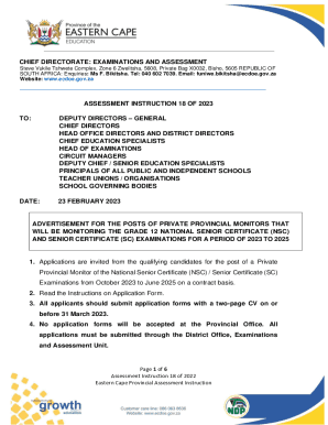 Fillable Online CHIEF DIRECTORATE: EXAMINATIONS AND ASSESSMENT ... Fax ...