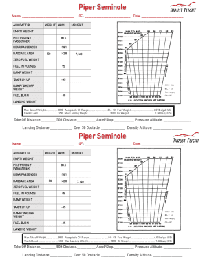 Fillable Online Weight & Balance Sheet - Piper Seminole Fax Email Print ...
