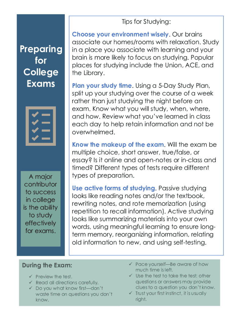 Fillable Online Tips for Studying: 21 Best Study Tips for Final Exams ...