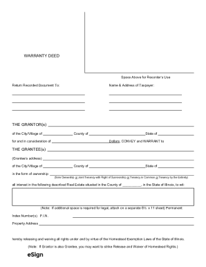 Fillable Online Illinois Warranty Deed Form Fax Email Print - pdfFiller