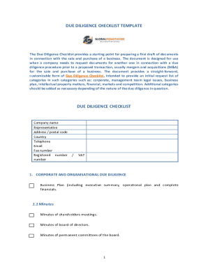 Fillable Online Due Diligence Checklist. The Due Diligence Checklist is ...