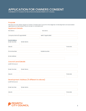 Fillable Online Application for Owners Consent Form Fax Email Print ...