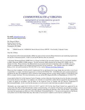 Fillable Online DEQ Approval Letter - UVA Environmental Resources Fax ...