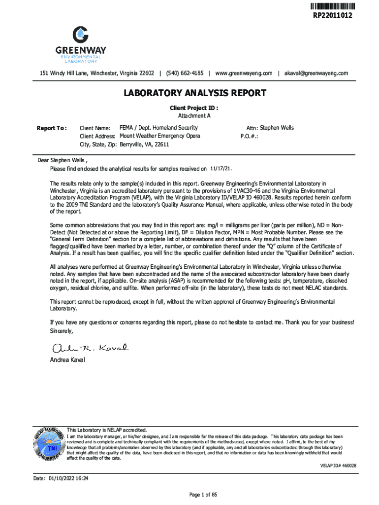 Fillable Online LABORATORY ANALYSIS REPORT Fax Email Print - pdfFiller