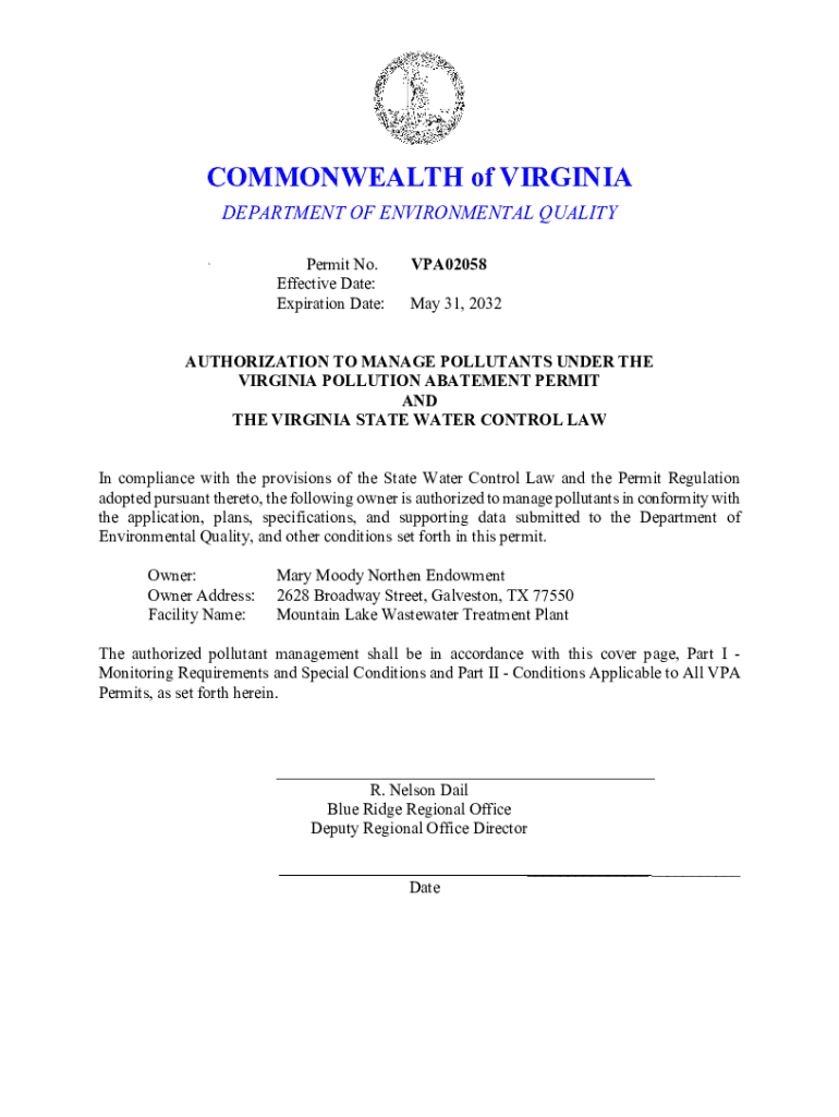 Fillable Online Vol. 38 Iss. 3 (Final) 9VAC25-32, Virginia Pollution ...