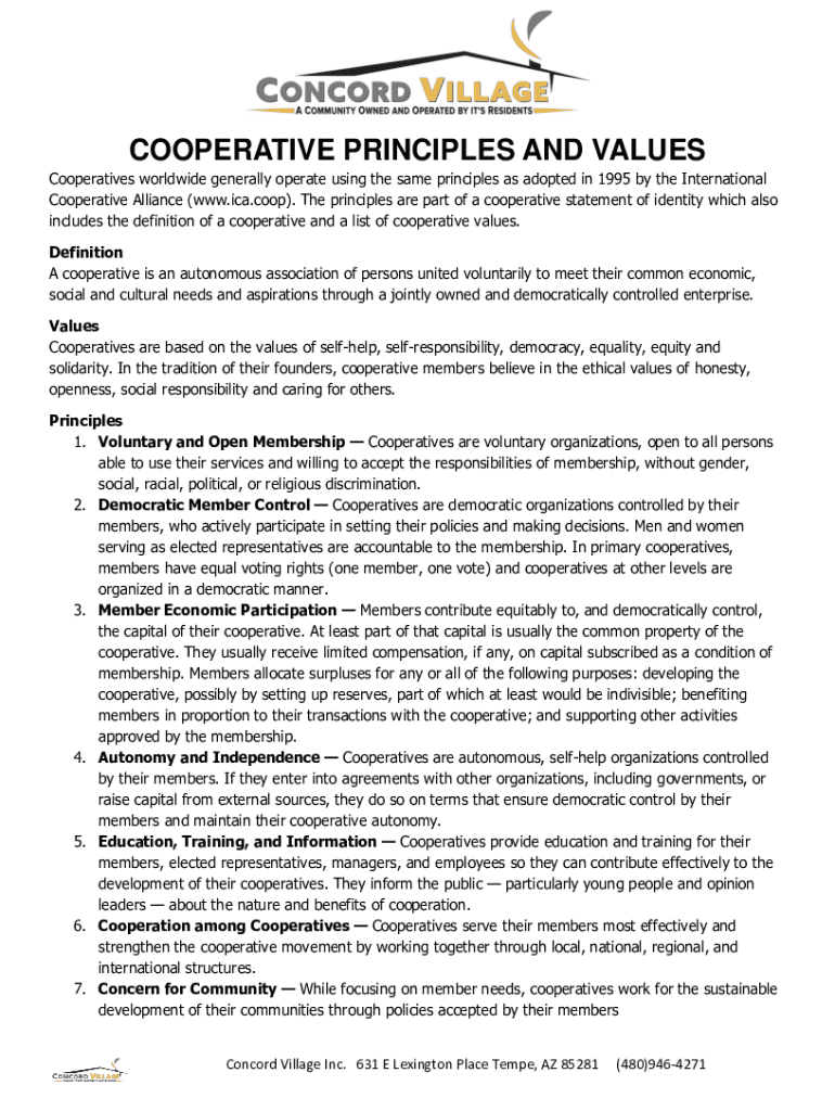 Fillable Online Where do the ICA's co-operative principles stand on ...