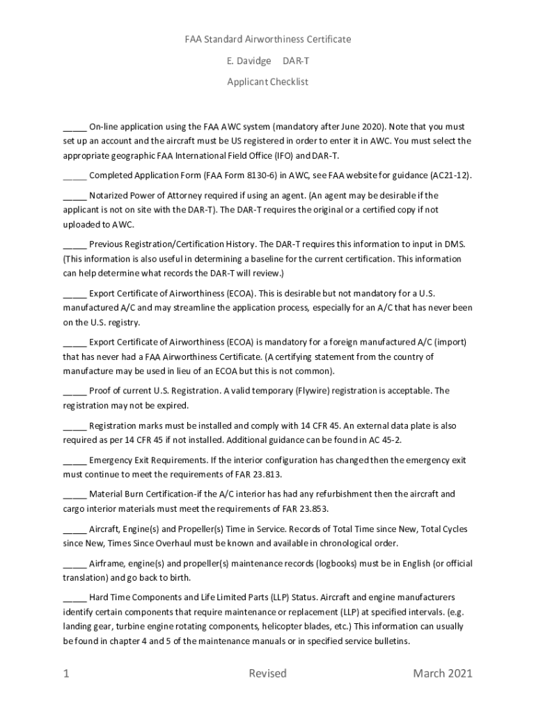 Fillable Online Form FAA 8130-6 - Application for U.S Airworthiness ... Fax Email Print - pdfFiller