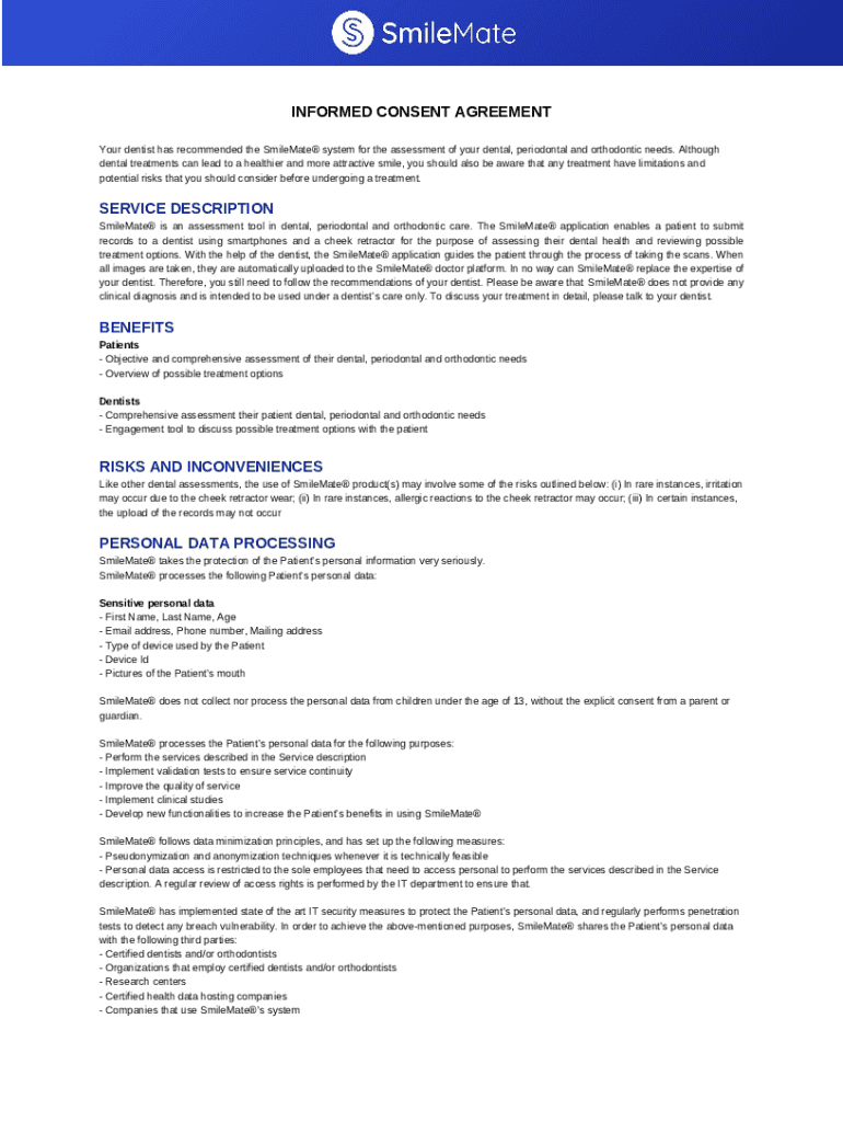 Fillable Online Patient Consent Form - SmileMate Fax Email Print ...