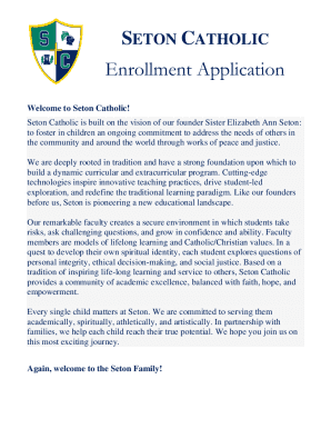 Fillable Online SETON CATHOLIC Enrollment Application Fax Email Print ...