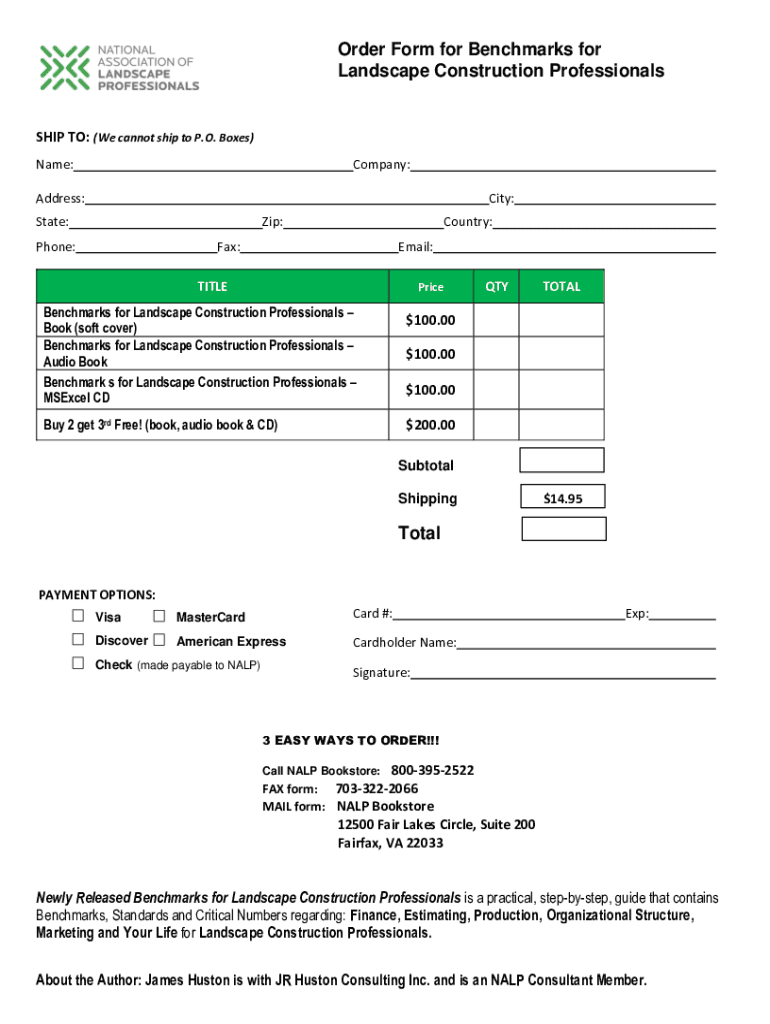 Fillable Online Benchmarks for Landscape Construction Professionals Fax ...